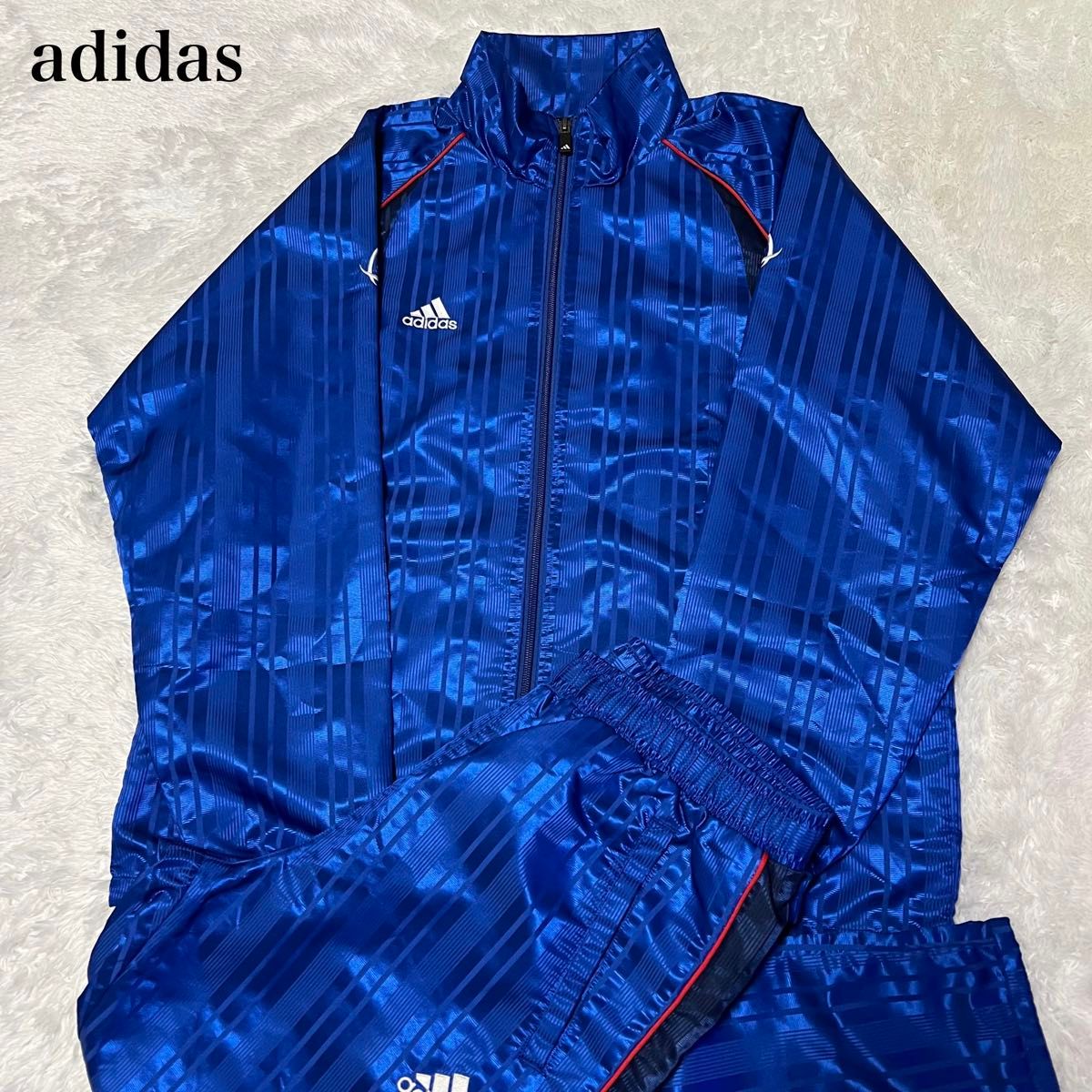 アディダス Mサイズ ジャージ 上下 セットアップ ブルー×赤 ロゴ アディダス Mサイズ ジャージ 上下 セットアップ ブルー×赤 ロゴ