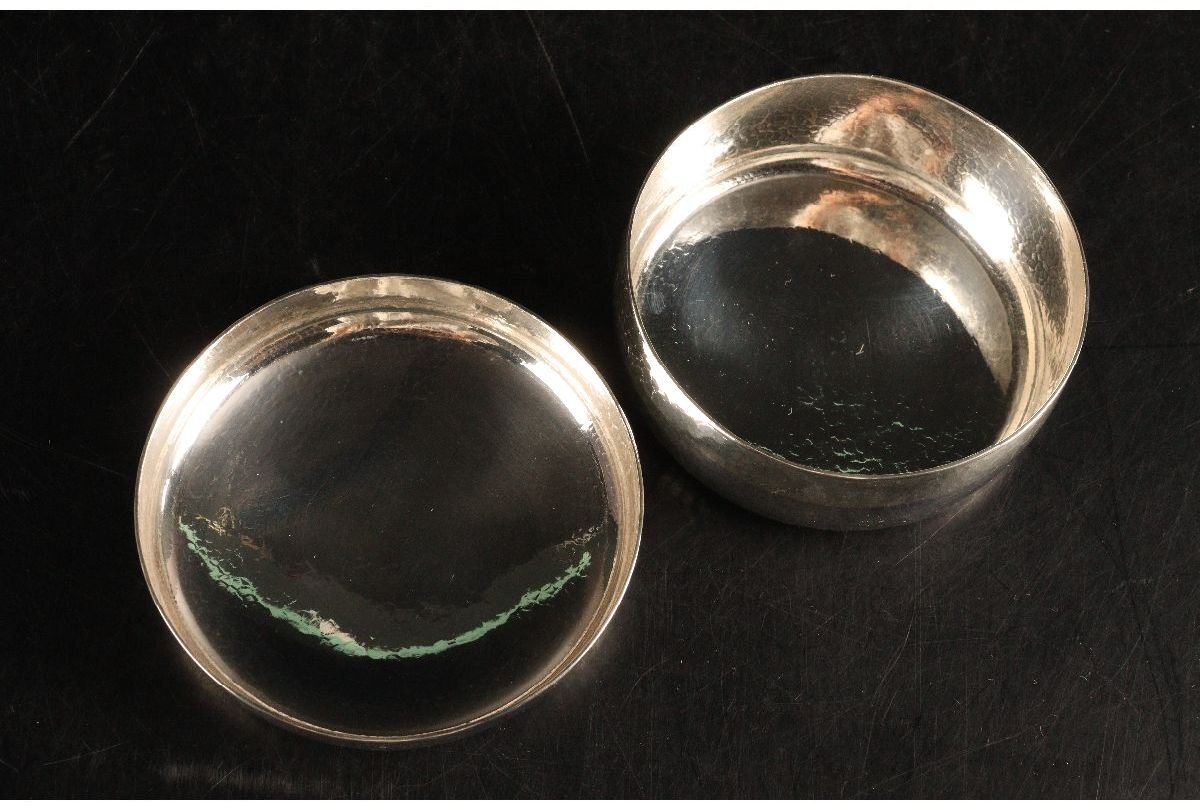 Yahoo!オークション - [URA]金工師/廣上精一 造/純銀製菓子器/98g/共箱...