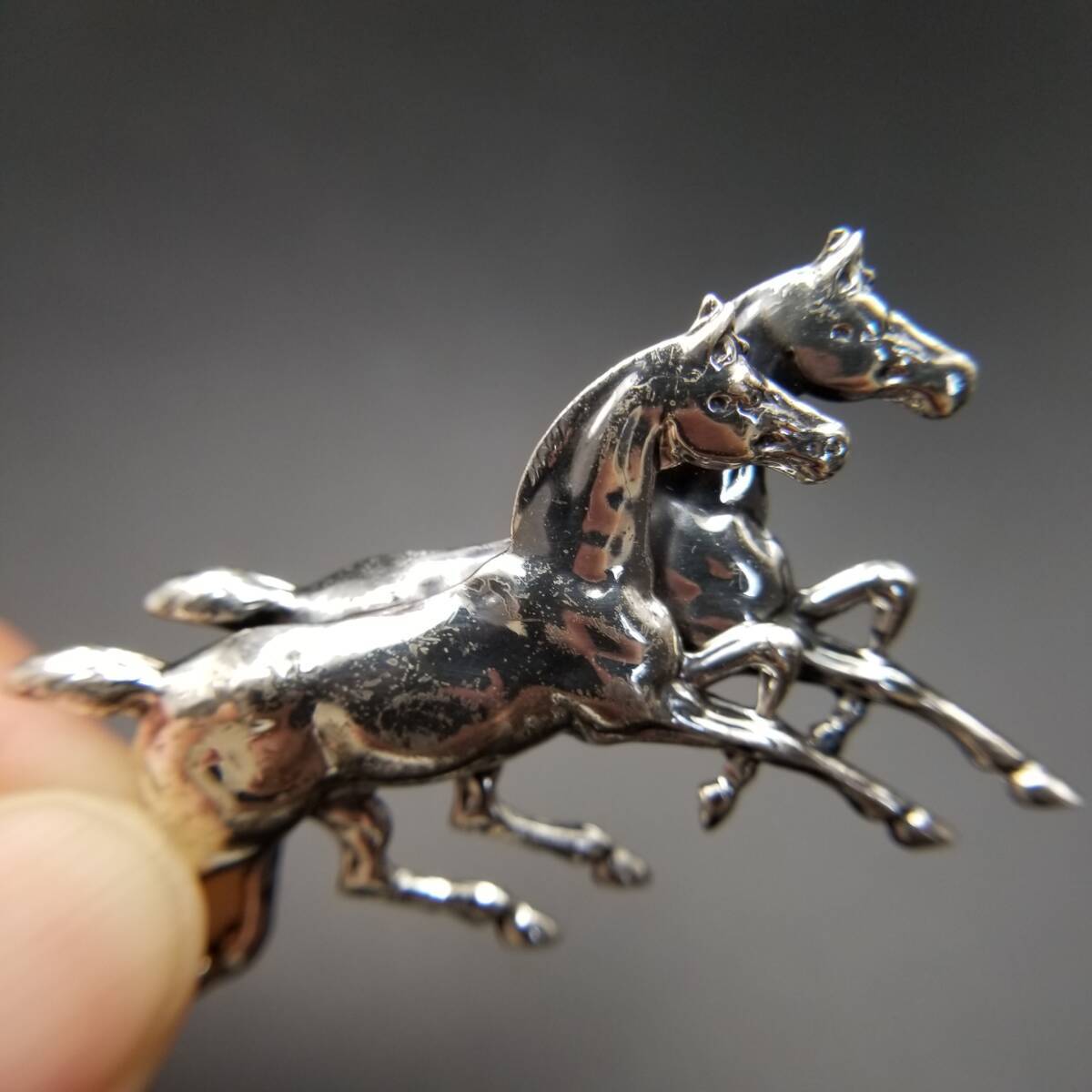 Yahoo!オークション - 60's BEAU 2頭の馬 競走馬 925 シルバー ヴィン...