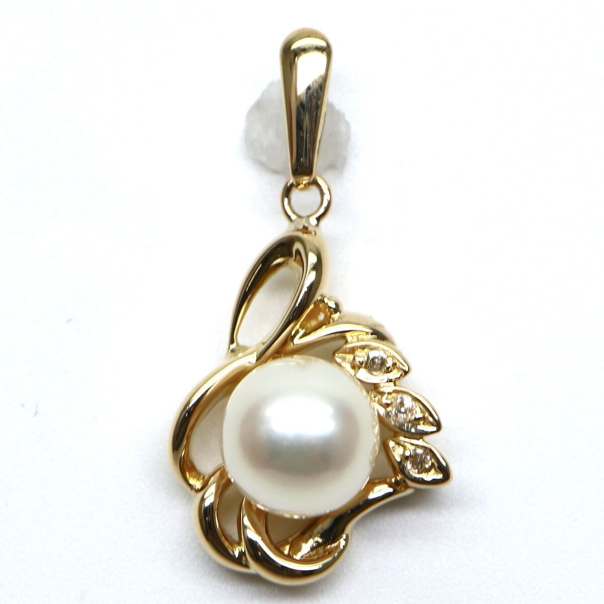 K18 アコヤ本真珠 天然ダイヤモンドペンダントトップ M 約2 6gパール Pearl Diamond Pendantジュエリー Ea8