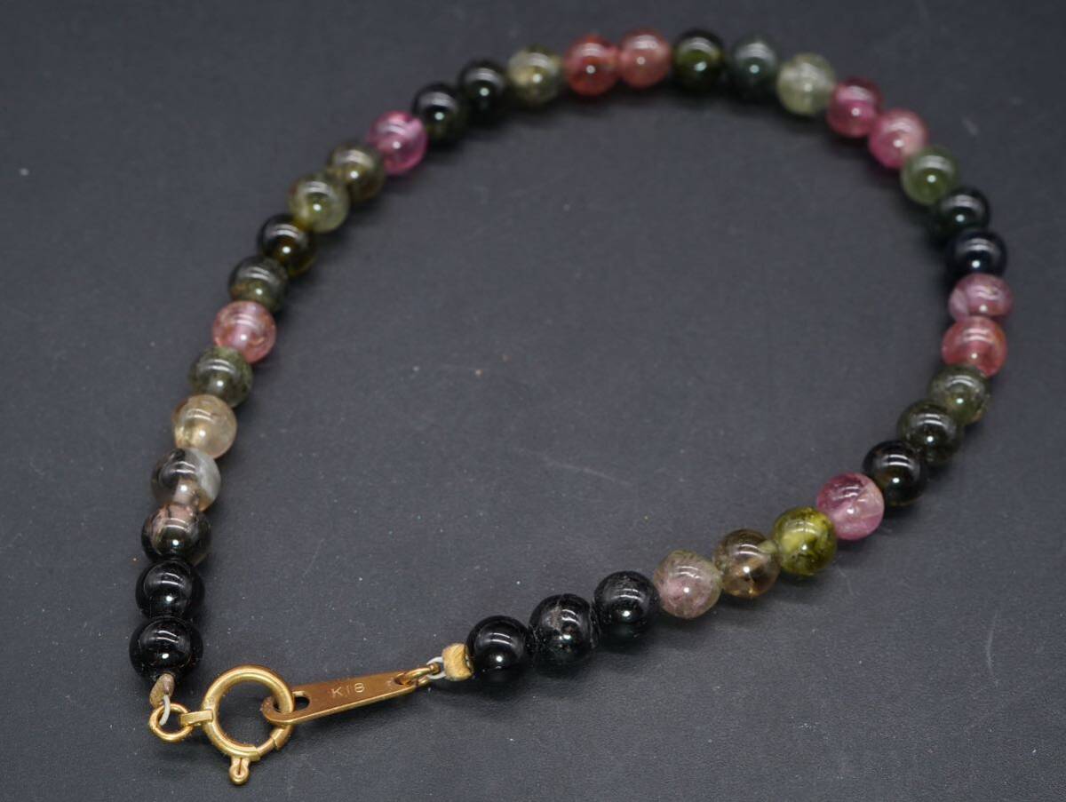 Yahoo!オークション - 【1638】k18 トルマリン ブレスレット 長さ約18c...