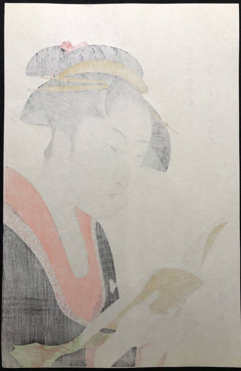 Yahoo オークション 木版画 喜多川歌麿【小伊勢屋おちえ】大判 雲母