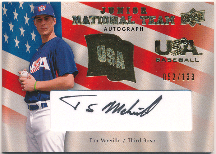 Tim Melville MLB 2008 Upper Deck UD USA Baseball National Team Box Set Junior Signature Auto 133 ...