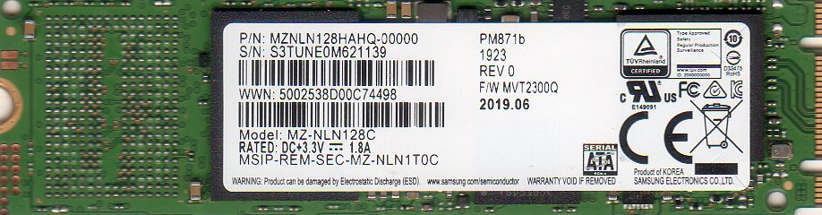 Yahoo!オークション - M.2 SSD SATA Model MZ-NLN128C 128G (BIOS確認...