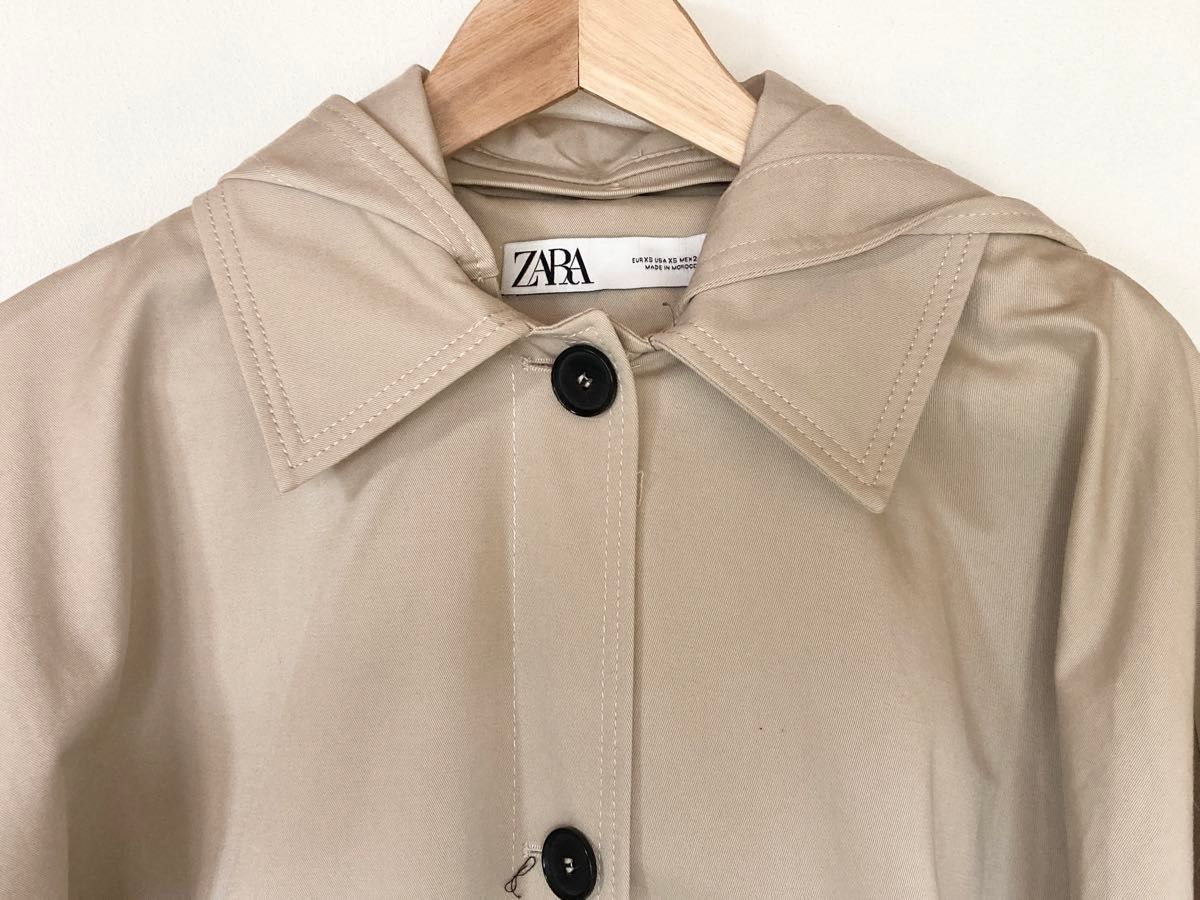 タグ付新品 ZARA フード付オーバーサイズトレンチコート XS タグ付新品 ZARA フード付オーバーサイズトレンチコート XS