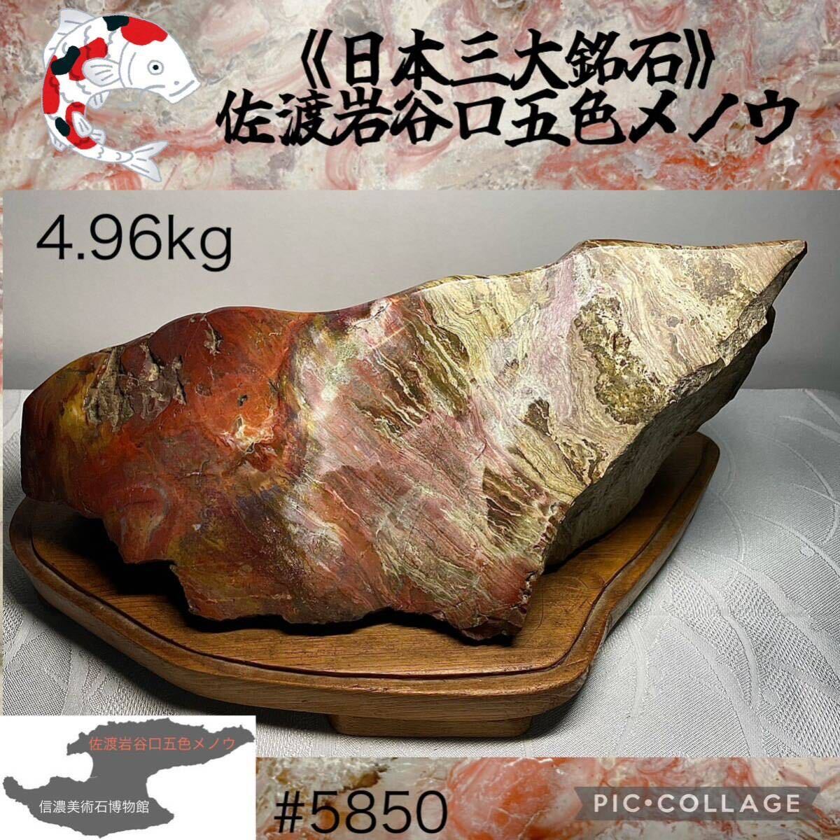 【水石復興イベント】 水石 佐渡岩谷口五色メノウ 石本体:横29×高13(cm)4.96kg佐渡赤玉石 佐渡錦紅石 赤玉赤石盆栽骨董鑑賞石観賞石5850｜代購幫