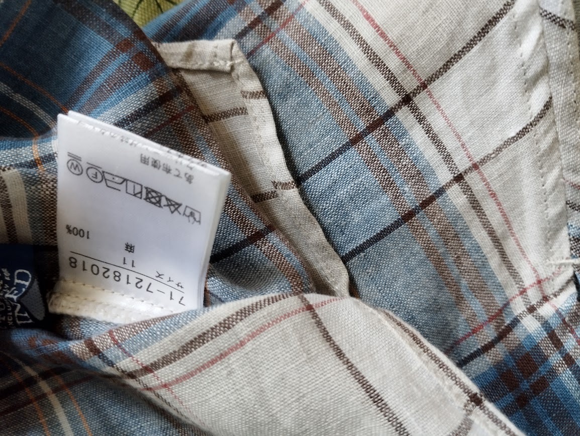 Yahoo!オークション - INED 麻100 11号 涼しげなチェックブラウス