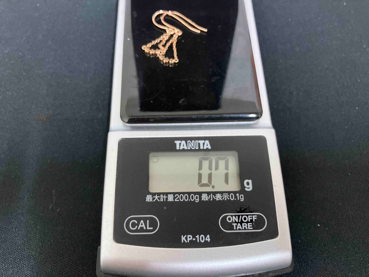 Yahoo!オークション - K10PG／0.7g／フックピアスダイヤ付き ／ピンク...