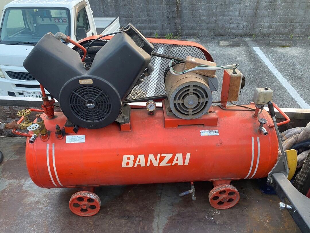 Yahoo!オークション - バンザイ BANZAI 200V 3.7kw エアーコンプレッ...