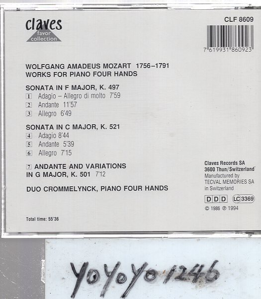 Yahoo!オークション - a767 モーツァルト 4手のピアノための作品集/DU...