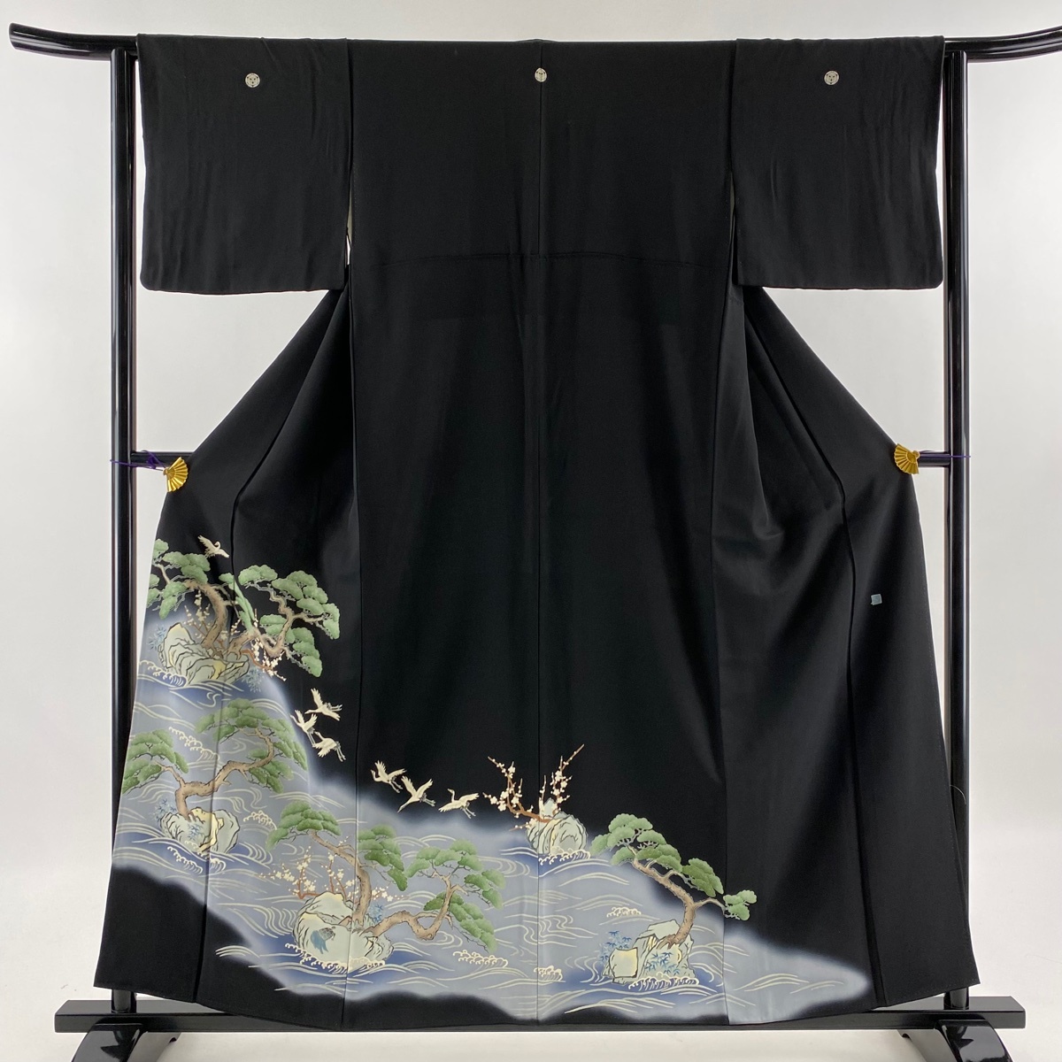 Yahoo!オークション - 黒留袖 身丈156.5cm 裄丈63.5cm S 袷 落款 鶴 松...
