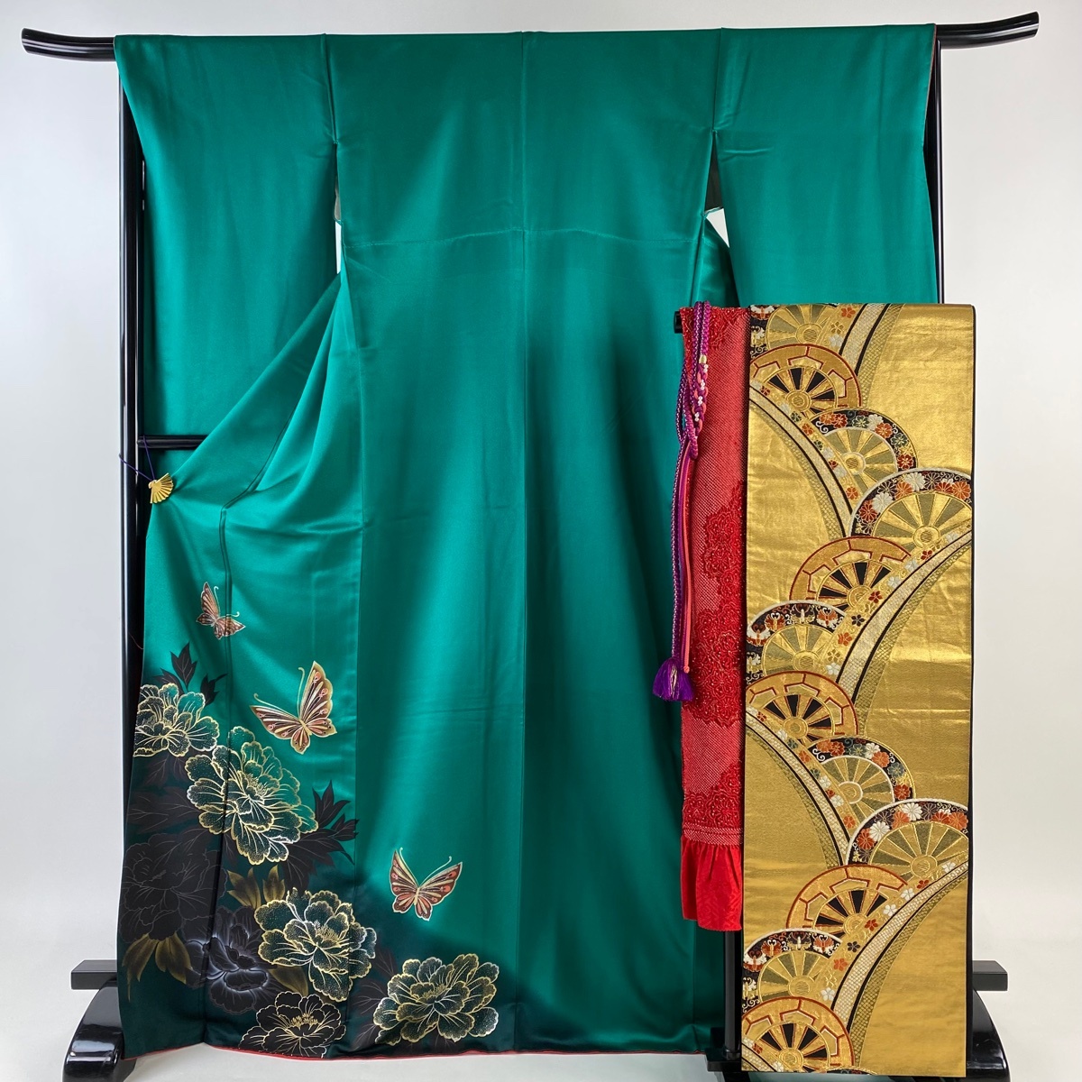 Yahoo!オークション - 振袖 身丈171.5cm 裄丈66.5cm M 袷 袋帯フルセッ...