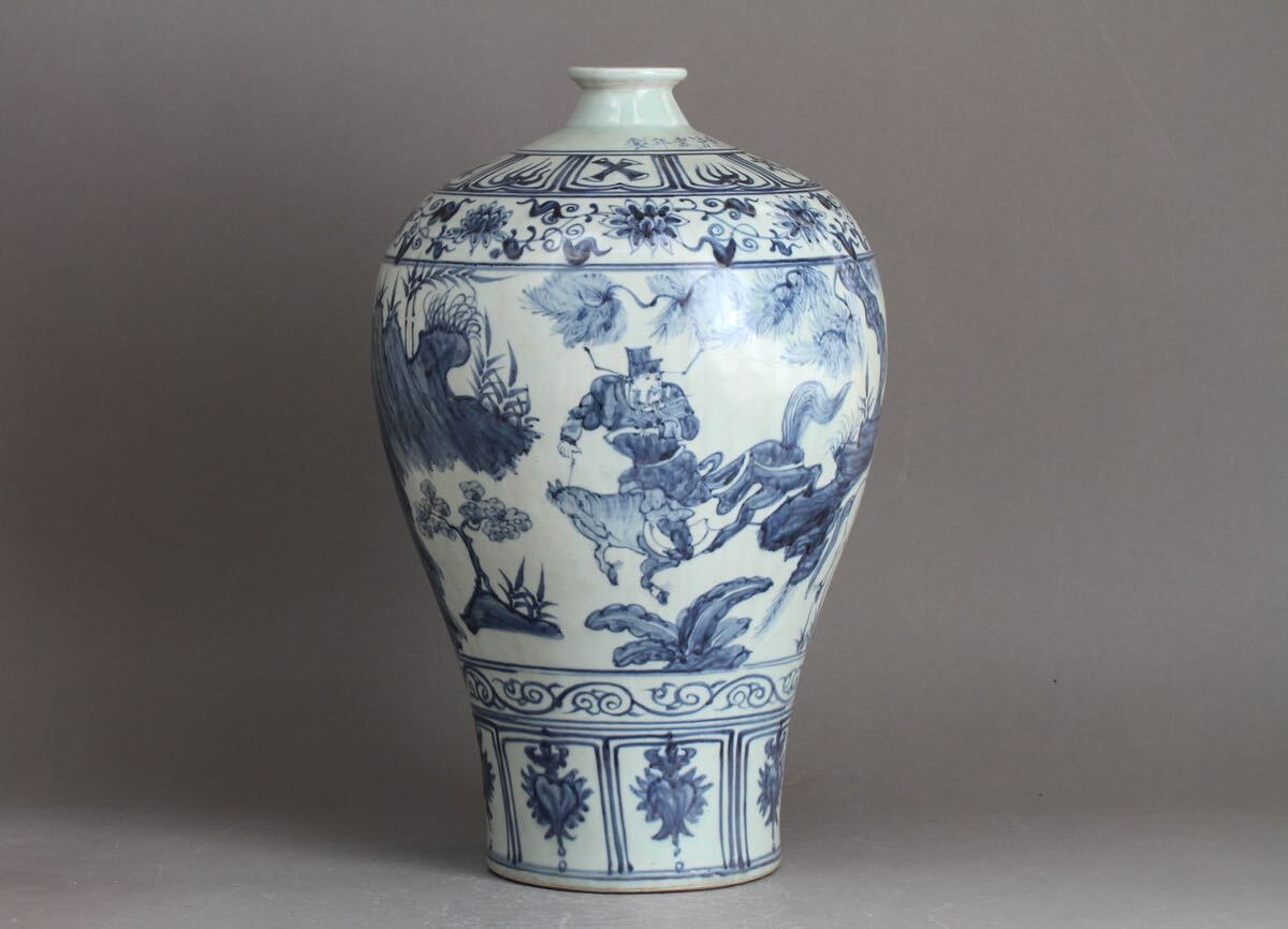 Yahoo!オークション - 【久】2155 在銘 青花人物紋大梅瓶 時代品 唐物 ...