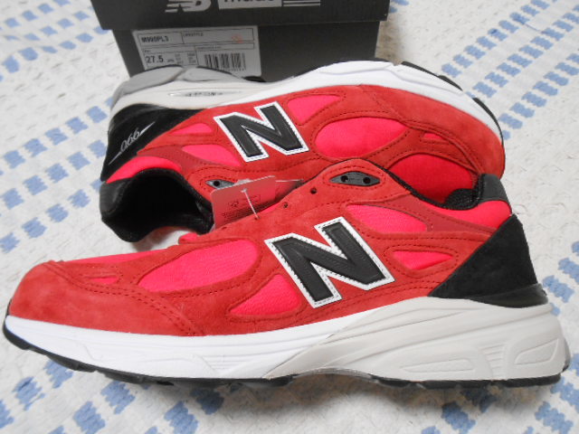 Yahoo!オークション - 新品 USA製 ニューバランス M990 PL3 レッドxブ...