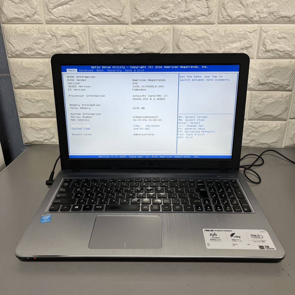 asus K540L i7-5500U #3112(15インチ～)｜売買されたオークション情報、yahooの商品情報をアーカイブ公開 - オークファン（aucfan.com）