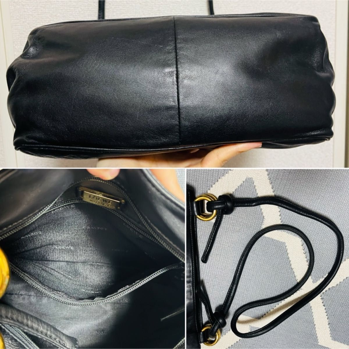 美品 ロエベ ヴィンテージ レザー ショルダーバッグ 大容量 美品 ロエベ ヴィンテージ レザー ショルダーバッグ 大容量