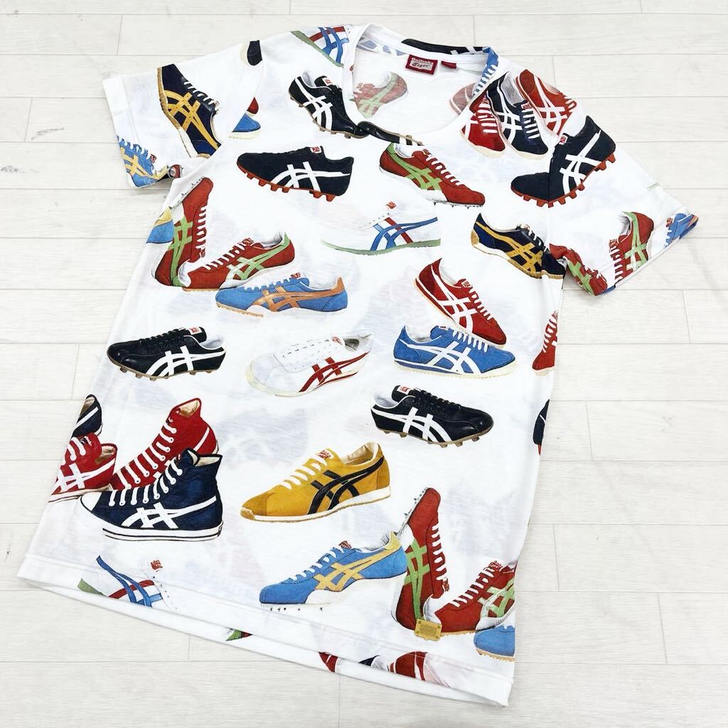 1434 Onitsuka Tiger オニツカタイガー トップス Tシャツ カットソー 半袖 クルーネック シューズ柄 総柄 ホワイト メンズL(柄もの)｜売買されたオークション情報 ...