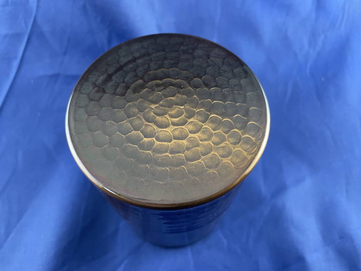 鎚起銅器 式部古色 茶筒 栗豊堂 開新堂 銅製 共箱 重量305g item 鎚起銅器 式部古色 茶筒 栗豊堂 開新堂 銅製 共箱 重量305g item