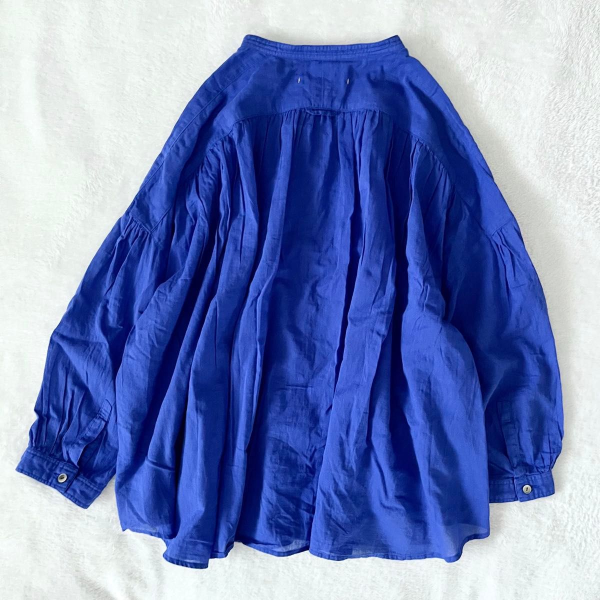IKKUNA gathered blouse Ⅰ ギャザードブラウス ブルー 青 IKKUNA gathered blouse Ⅰ ギャザードブラウス ブルー 青