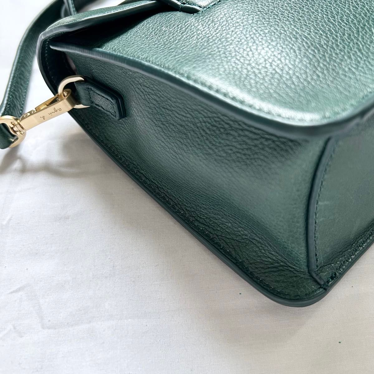 極美品 2way アニエスベー ショルダーバッグ グリーン 本革 極美品 2way アニエスベー ショルダーバッグ グリーン 本革