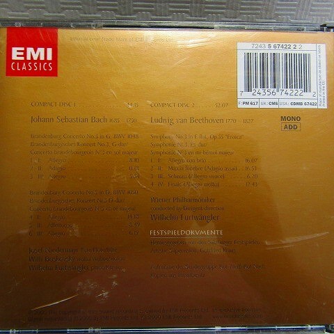 Yahoo!オークション - 【2CD】フルトヴェングラー＆VPO「J.S.バッハ ブ...