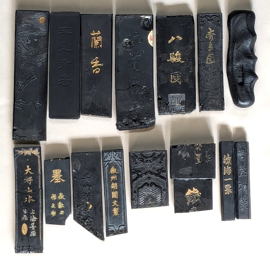 Yahoo!オークション - 古墨② まとめて 412g 唐墨 中国墨 和墨 胡開文 ...