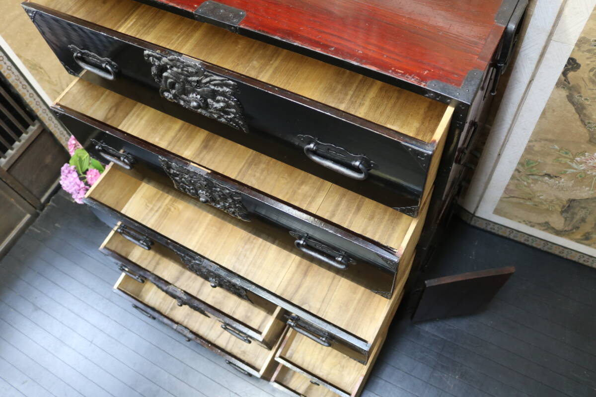 Yahoo!オークション - B96.希少 和モダン 上金具 古い時代箪笥山形県庄...