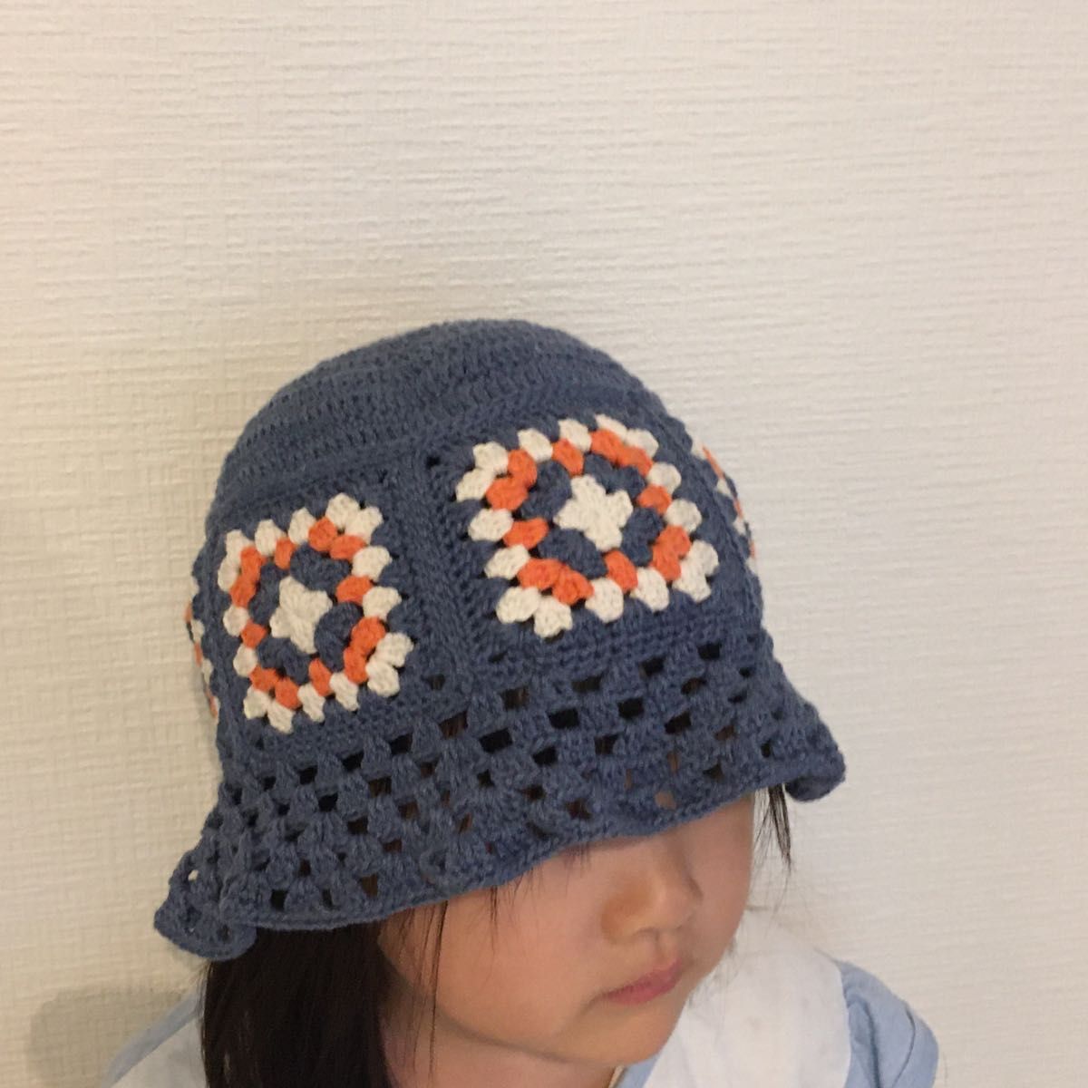 グラニースクエアハット ブルー オレンジ キッズ 帽子 ニット帽 グラニースクエアハット ブルー オレンジ キッズ 帽子 ニット帽