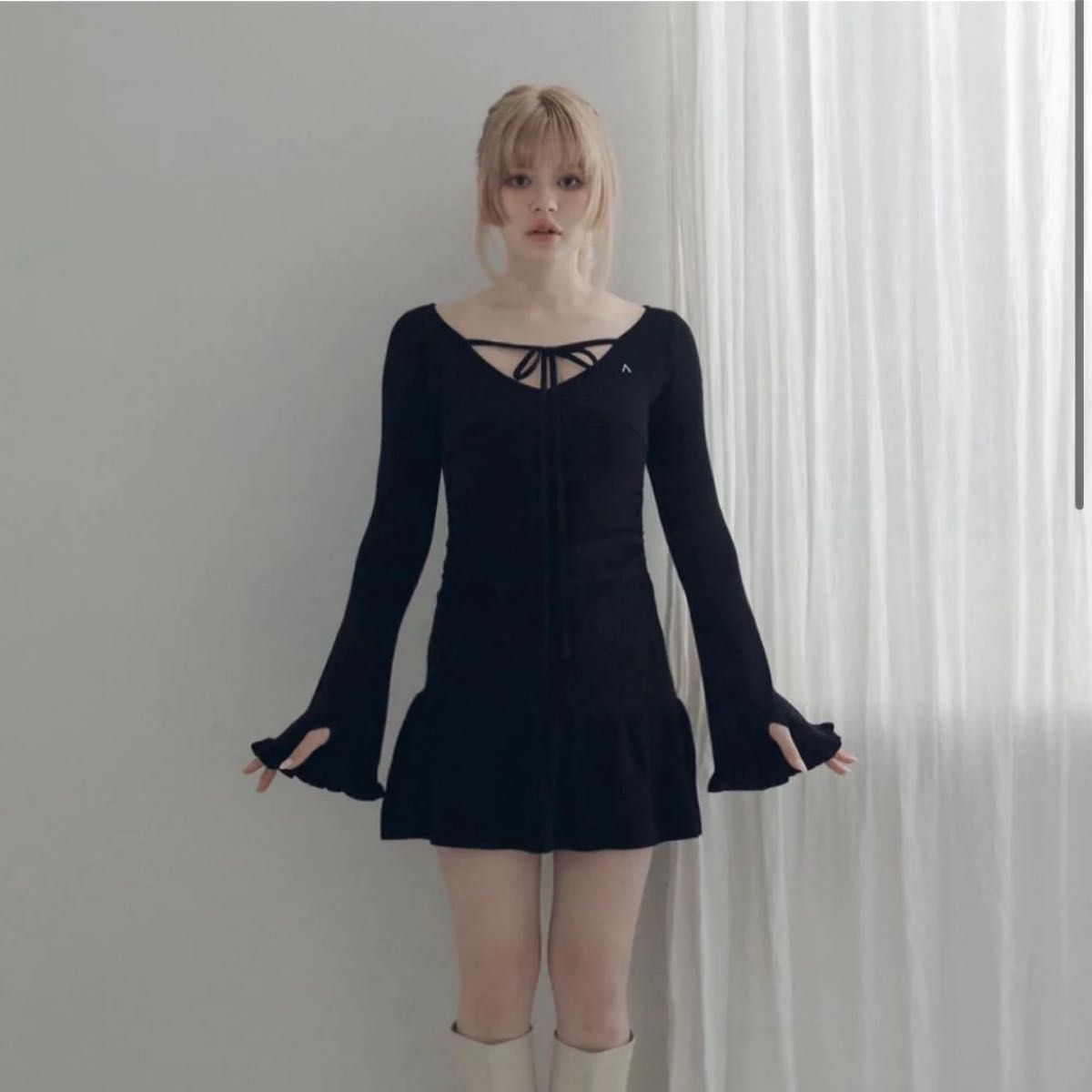 新品タグ付き andmary フレアニットミニワンピース 黒瀧まりあ 新品タグ付き andmary フレアニットミニワンピース 黒瀧まりあ