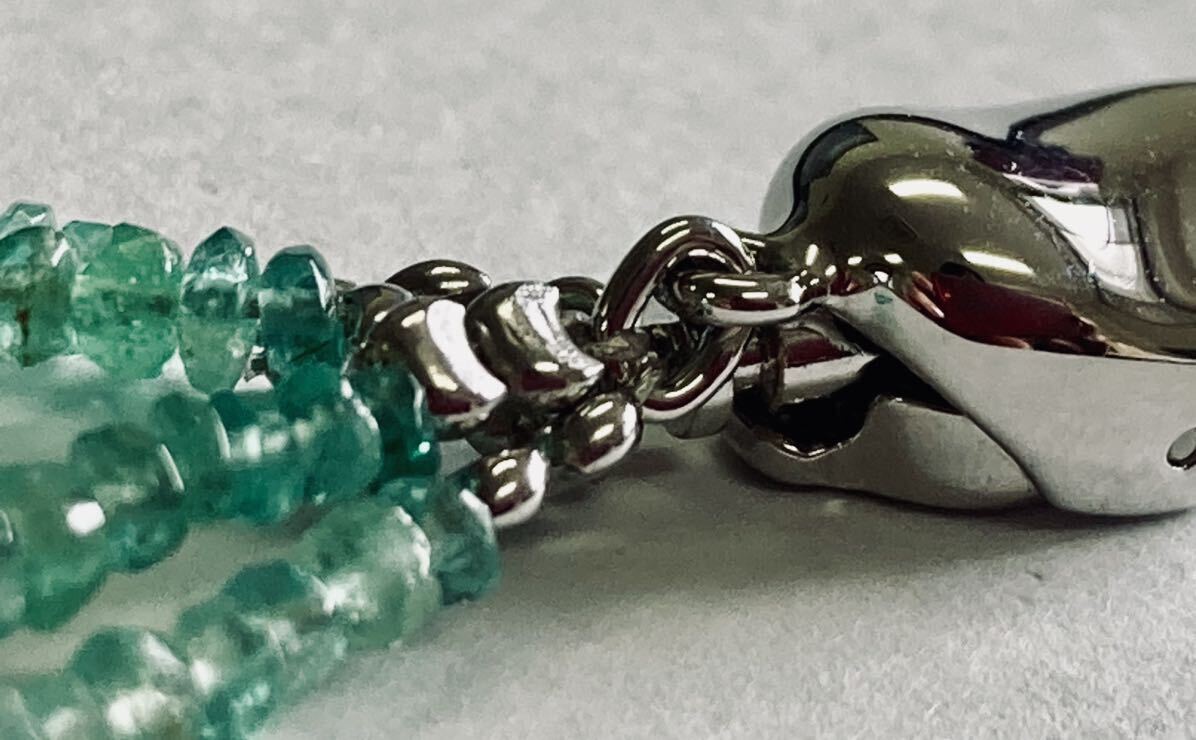 Yahoo!オークション - H 美品 エメラルド K18WG / K18 / SVネックレス ...