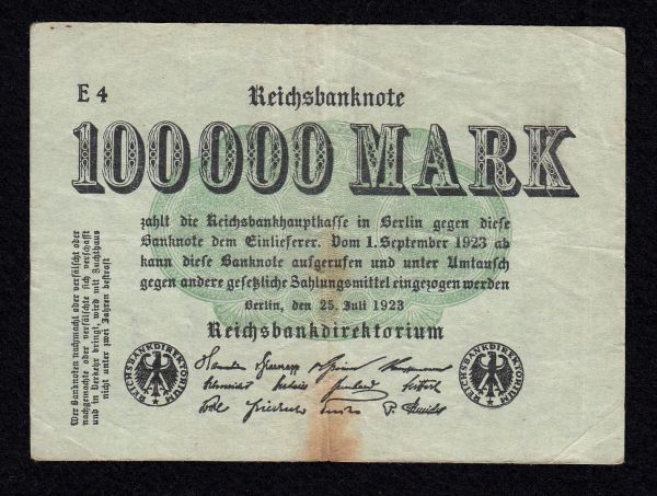 Yahoo!オークション - Pick#91/ドイツ紙幣 10万マルク（1923）[A087]