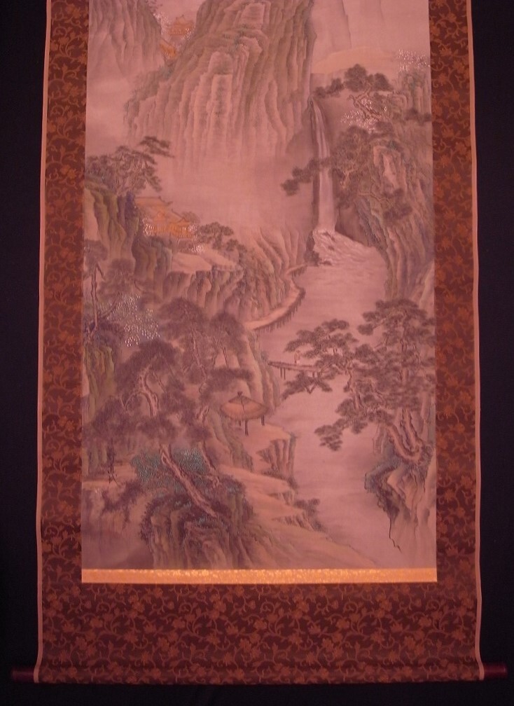 小田野直武『山水図(蓬莱山)』大幅 掛軸〔絹本肉筆真作 小田野直武『山水図(蓬莱山)』大幅 掛軸〔絹本肉筆真作
