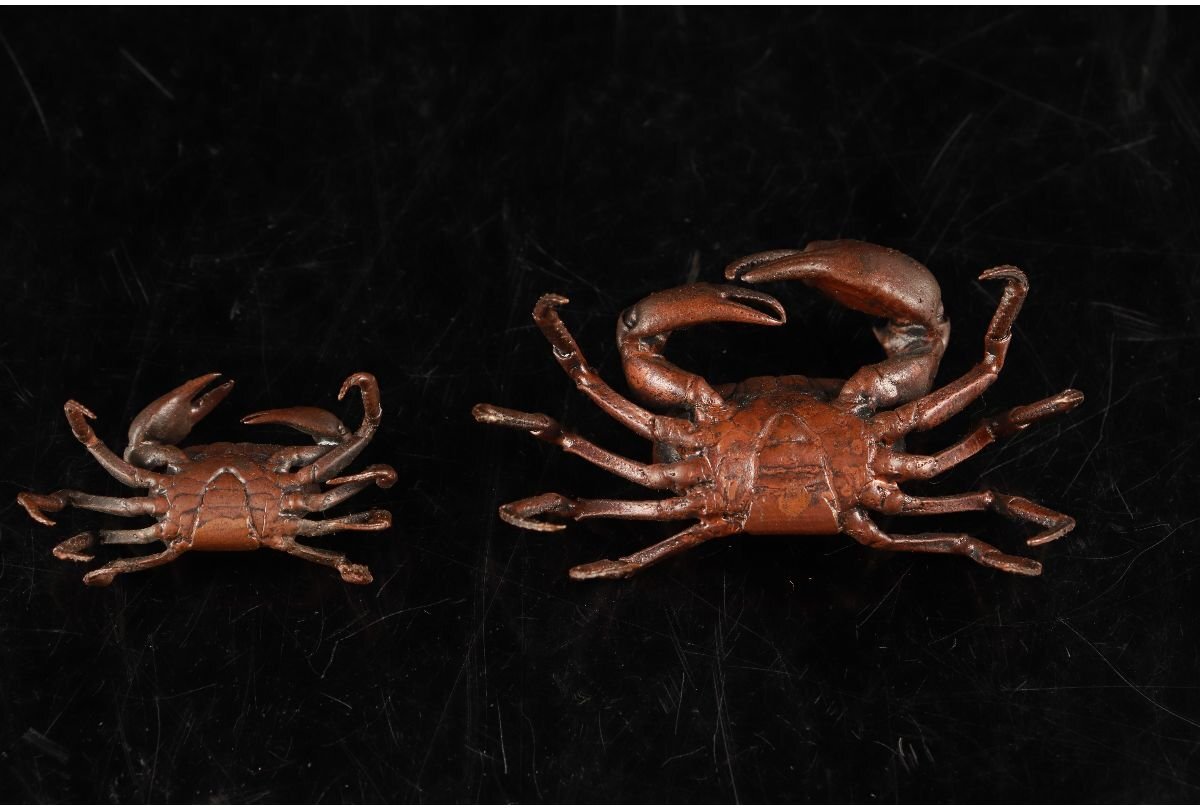 Yahoo!オークション - [URA]銅製置物蟹大（約62g）・蟹小（約18g）/8-...