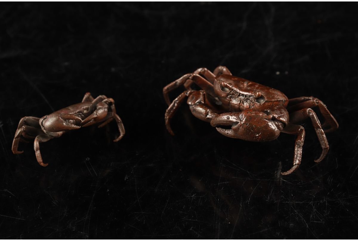 Yahoo!オークション - [URA]銅製置物蟹大（約62g）・蟹小（約18g）/8-...