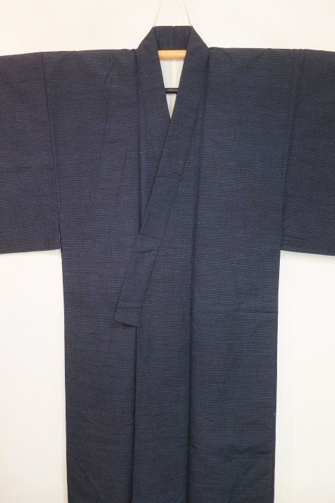 Yahoo!オークション - 弐9509 本絹本真綿結城紬 男着物 裄69丈142К濃紺...