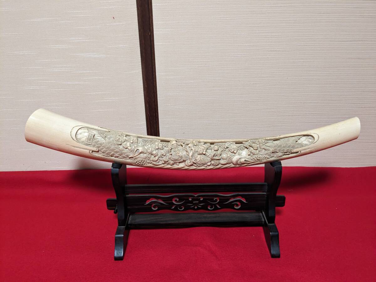 Yahoo!オークション - 重量約3.24kg 七福神 彫刻 象牙風 牙 一本物 一...