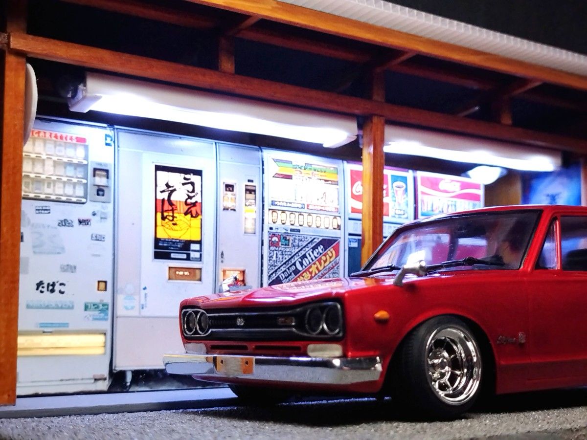 モデルカーディスプレイ用ジオラマ模型/レトロ自販機コーナー モデルカーディスプレイ用ジオラマ模型/レトロ自販機コーナー