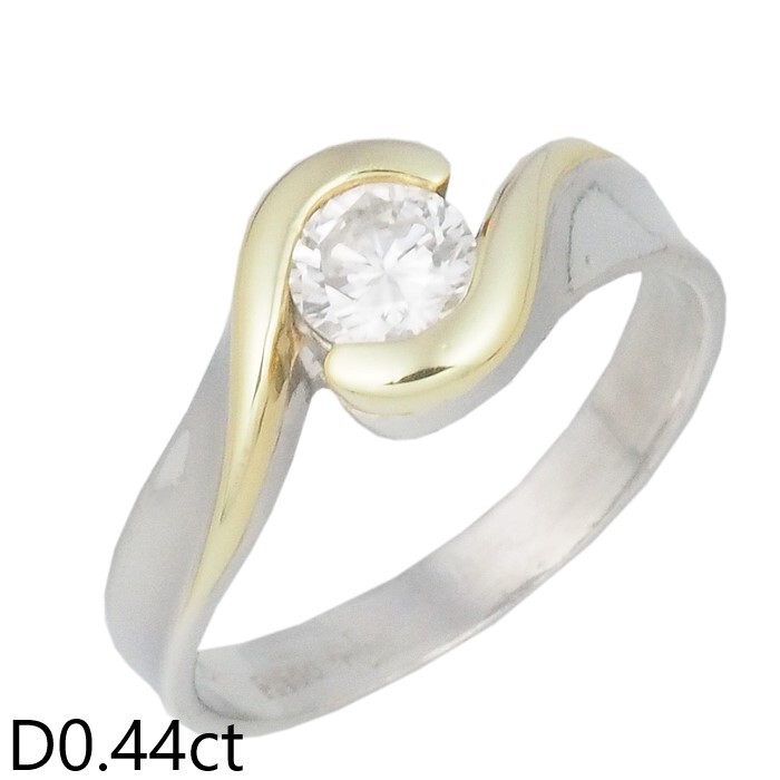 Yahoo!オークション - 音羽屋 H/SI1 ダイヤモンド/0.44ct Pt900/K18YG ...