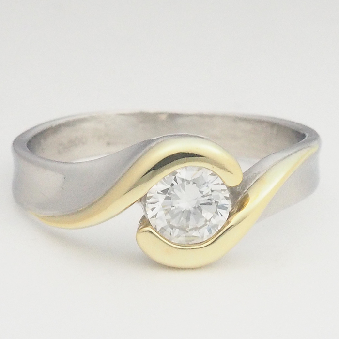 Yahoo!オークション - 音羽屋 H/SI1 ダイヤモンド/0.44ct Pt900/K18YG ...