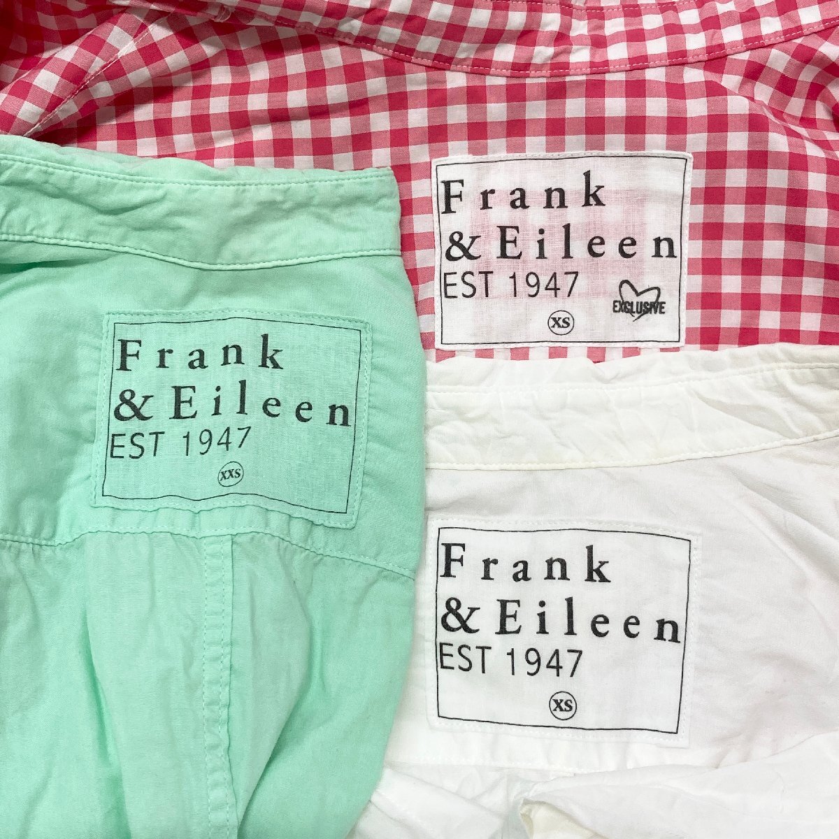 Frank＆Eileen フランクアンドアイリーン 3点 シャツ 長袖 オープンカラー 開襟 USA製 無地 チェック サイズMIX 卸 現状品 0.42kg(XSサイズ以下)｜売買された ...