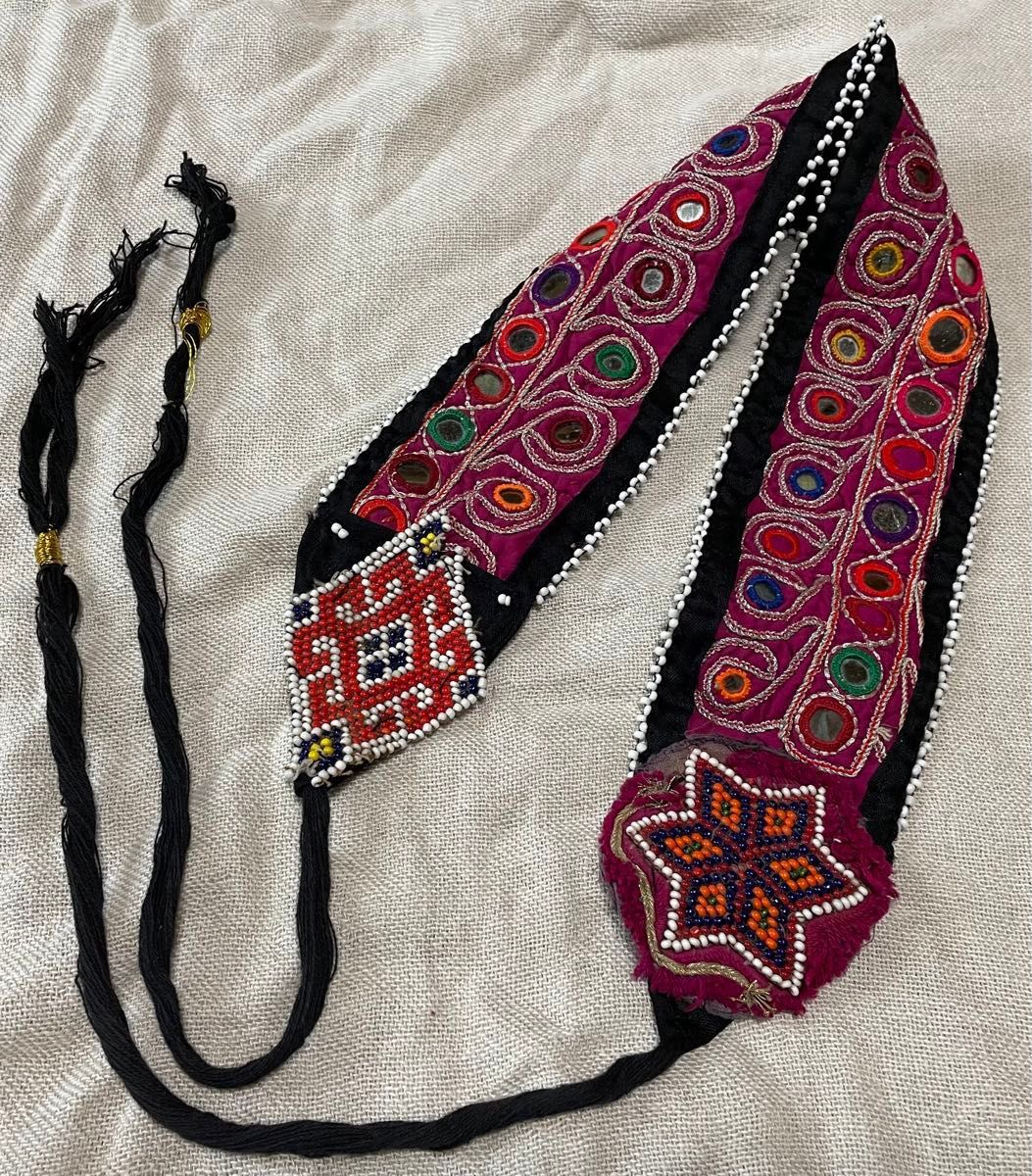 民族ベルト ミラーワーク 刺繍 ビーズ エスニック アジアン 古布 民族ベルト ミラーワーク 刺繍 ビーズ エスニック アジアン 古布