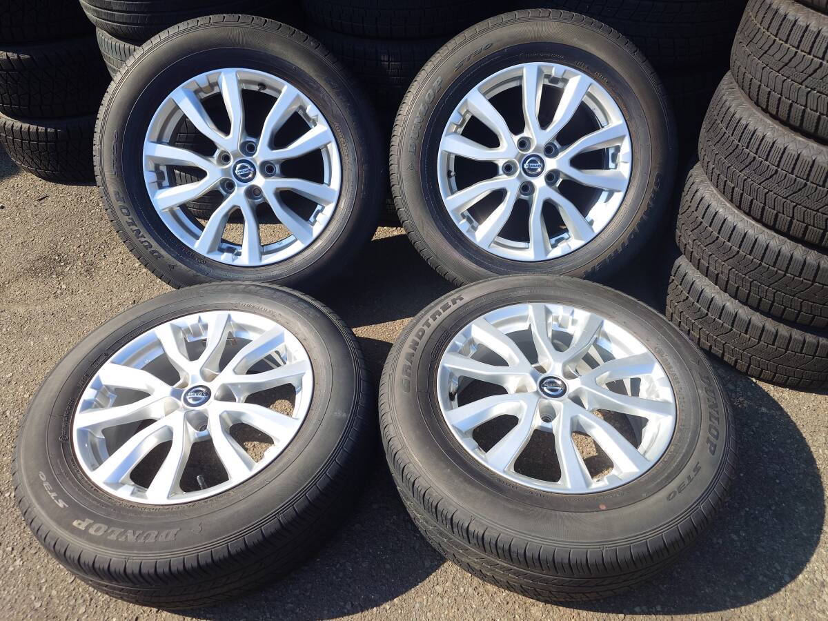 バリバリ山 225/65R17 102H DUNLOP GRANDTREK ST30 アルミ NISSAN 日産純正 17×7J 5H PCD114.3 エクストレイル 4本 A287 ...