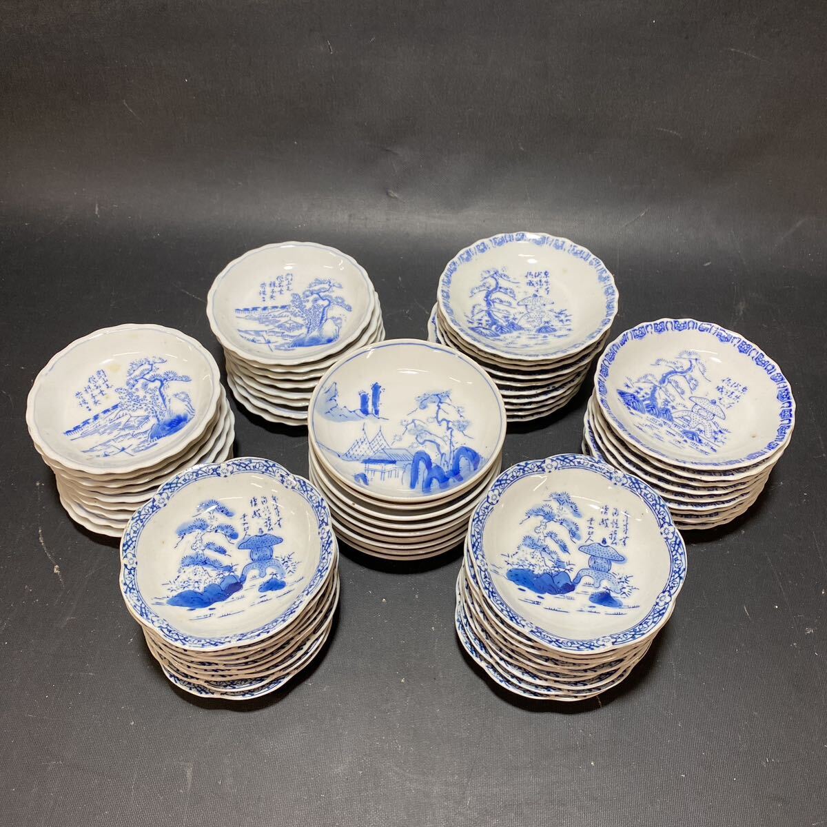 Yahoo!オークション - N 3718 [ 中国古玩 染付 小皿 64枚セット ] 唐物...