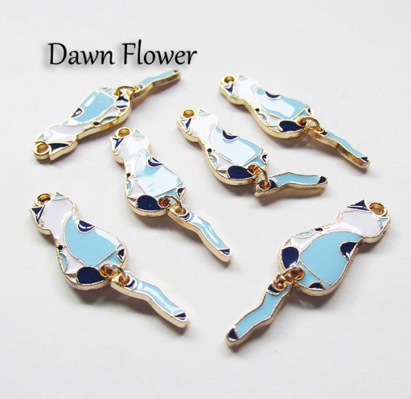 Yahoo!オークション - 【D-0357】8pcs ネコ 32×10mm ブルー チャーム