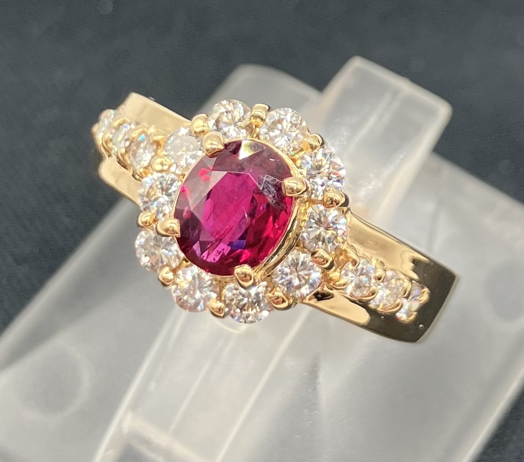 Yahoo!オークション - 【簡易鑑別書付】K18 10号 4.0g 天然ルビー0.65c...