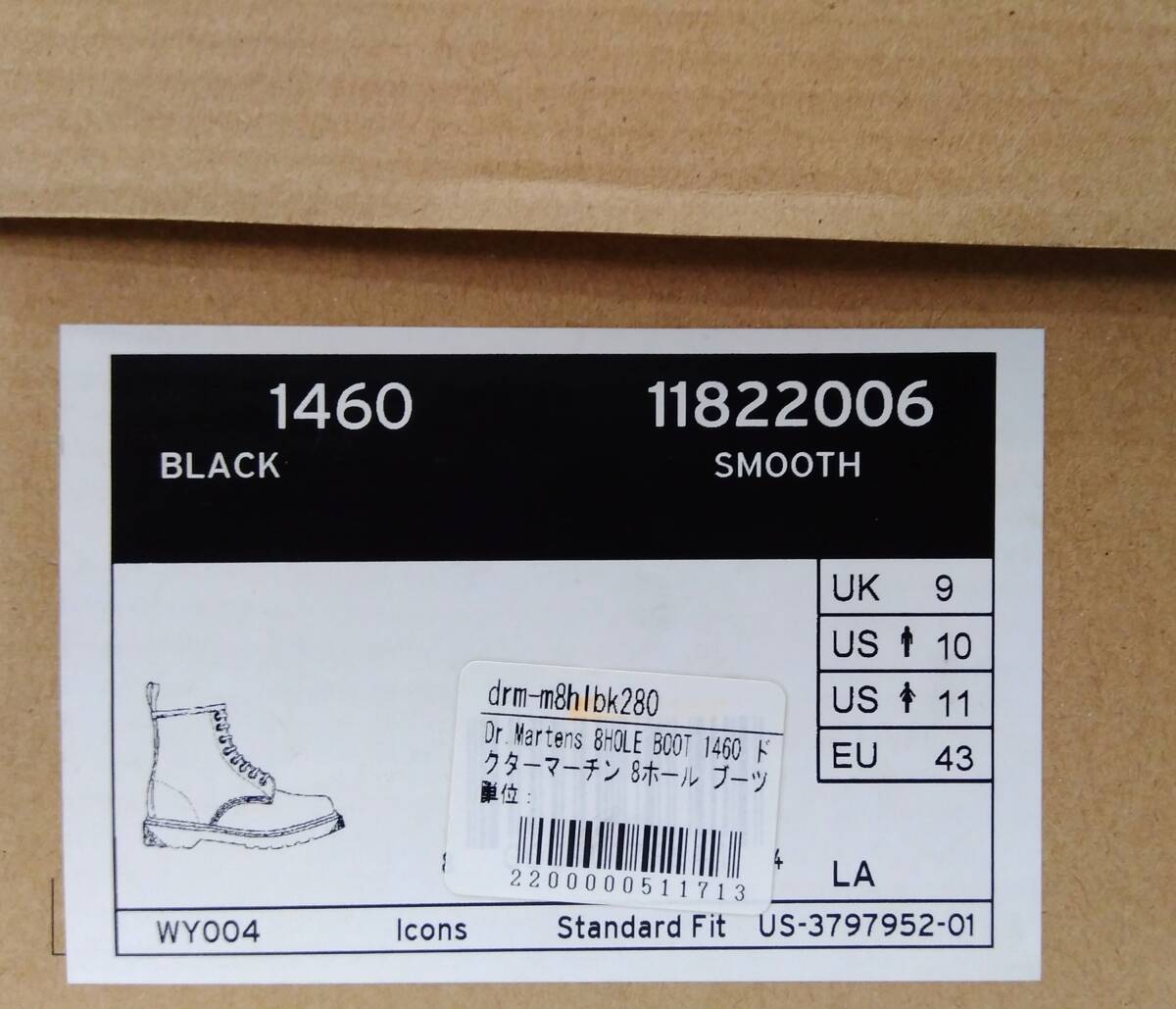 Yahoo!オークション - Dr.Marten ドクターマーチン 8ホール 1460 BLACK...