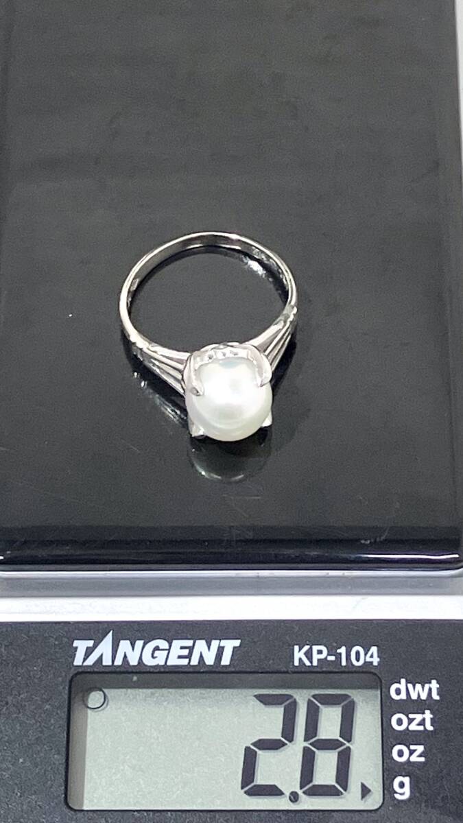 Yahoo!オークション - [新品仕上済み] K14WG 8号 パール風 2.8g リング