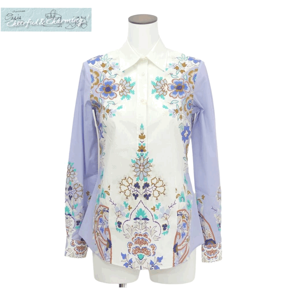 日本代購代標第一品牌【樂淘letao】－ETRO シャツブラウス 40 ホワイト/ブルーMIX コットンBLEND フラワープリント