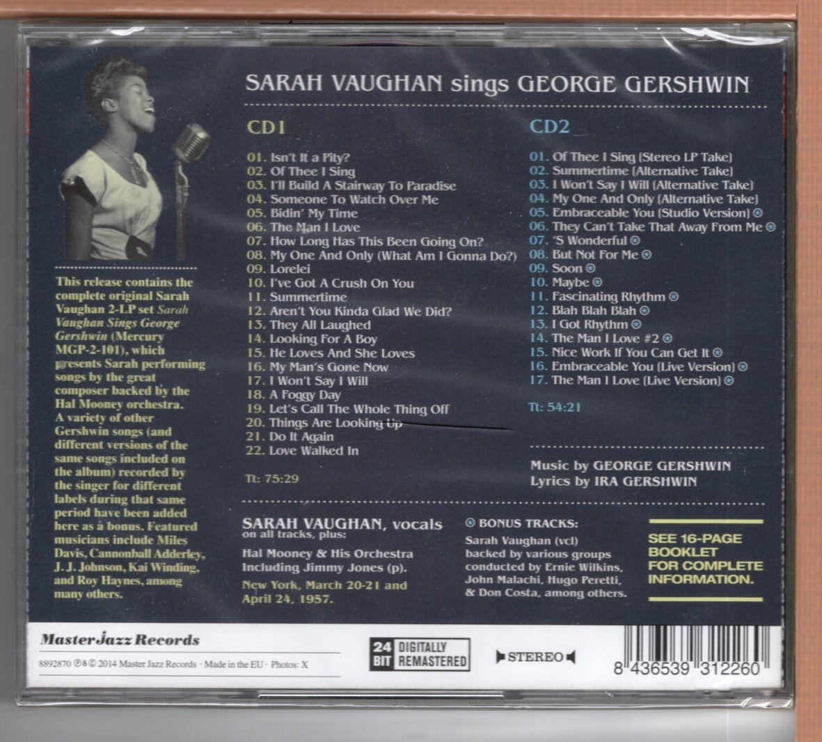 Yahoo!オークション - 【新品CD】SARAH VAUGHAN / SINGS GEORGE GERSHW...