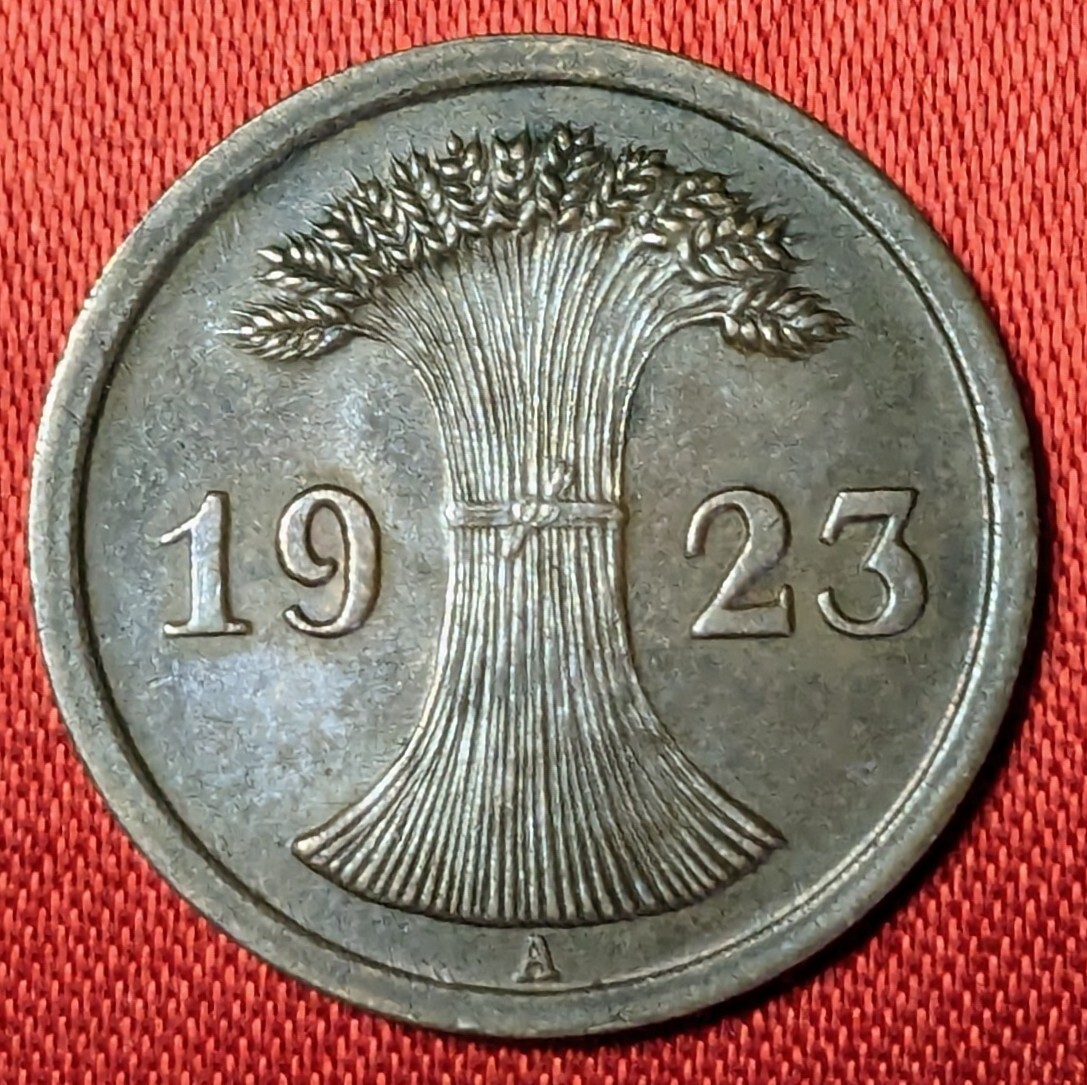 Yahoo!オークション - ドイツ ワイマール 2ペニッヒ銅貨 1923年A 【美...
